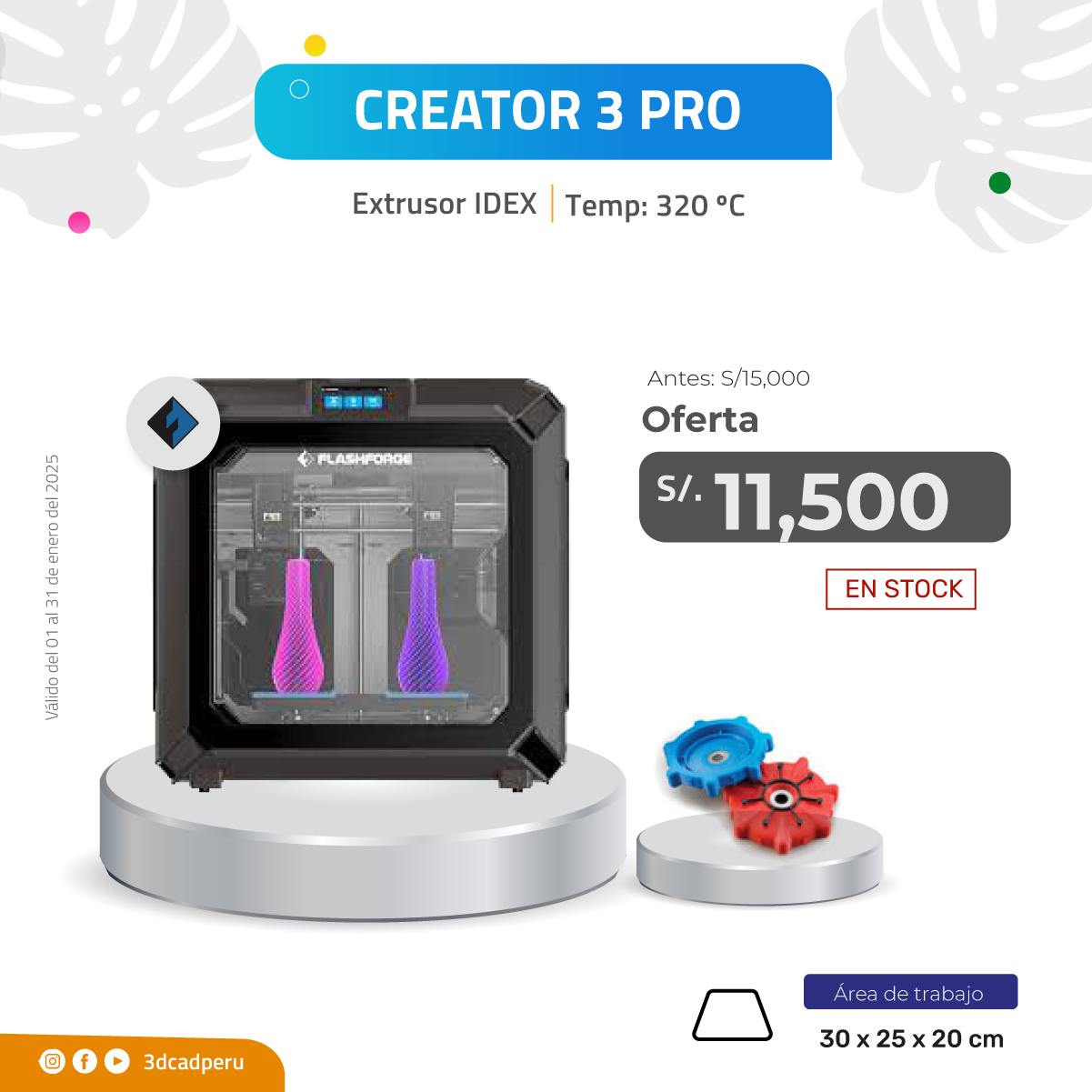 Flashforge Creator 3 PRO - 3D CAD PERU